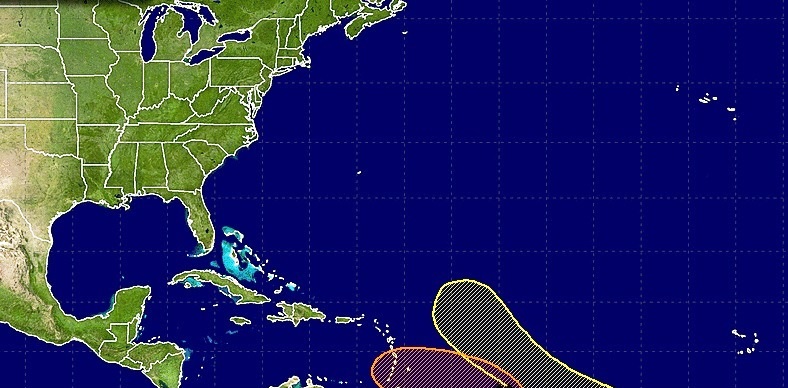 NHC monitora formação de dois ciclones tropicais no Atlântico